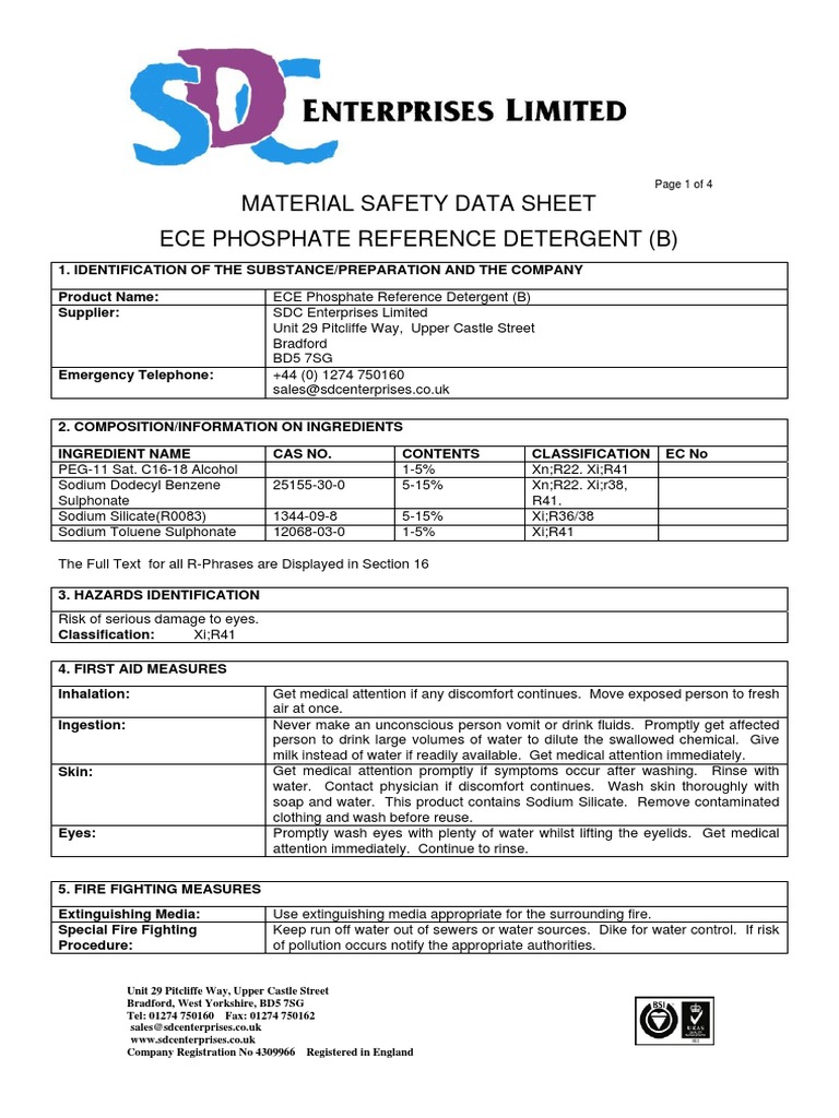 MSDS ECE Phosphate Reference Detergent (B) | PDF