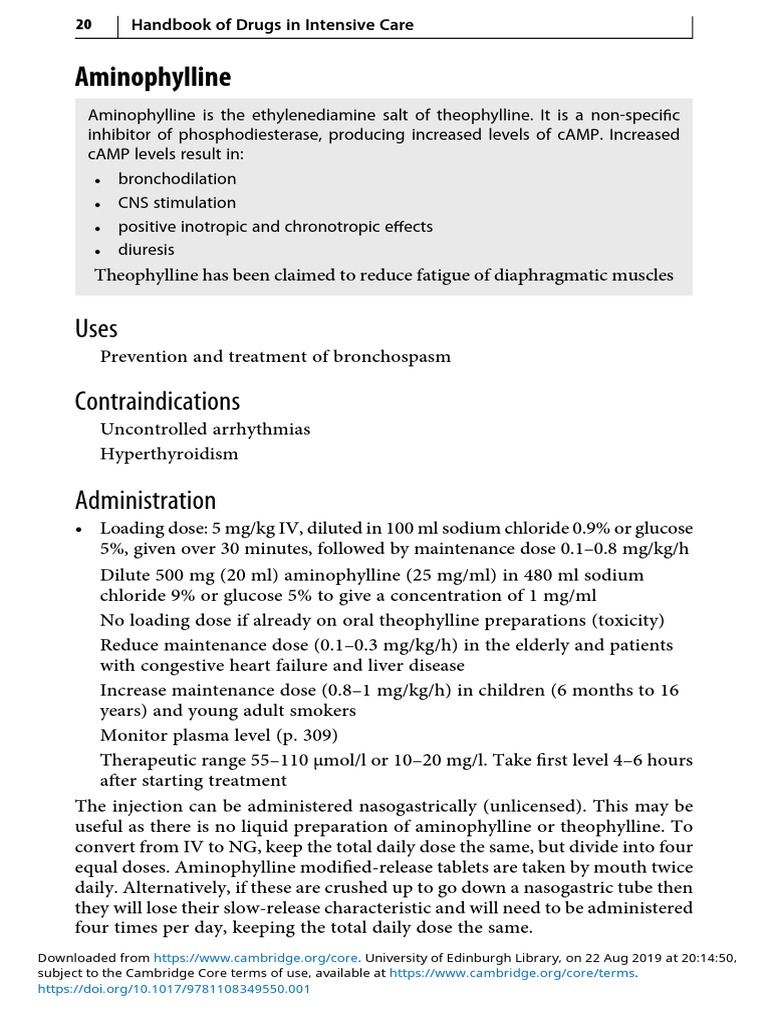 Handbook Drugs in Intensive Care (6 Pages) | PDF | Intravenous Therapy ...