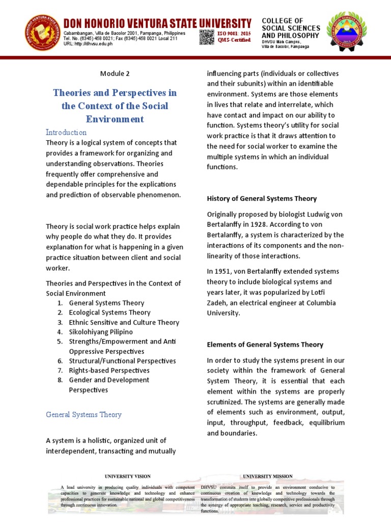 2 Theories and Perspectives in The Context of The Social Environment | PDF