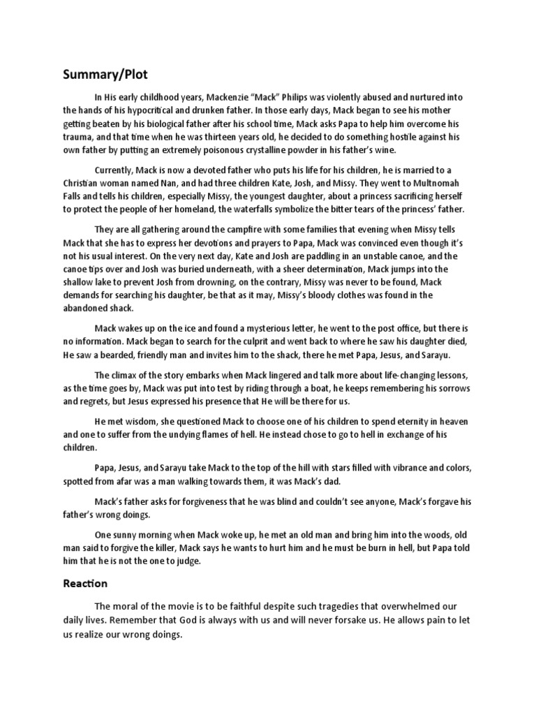 The Shack Summary | PDF | Forgiveness