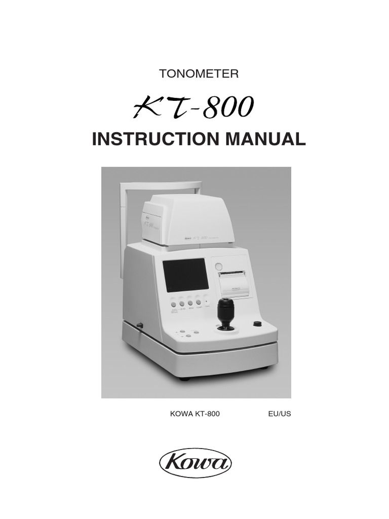 Kowa KT-800 Tonometer Manual | PDF | Menu | Switch