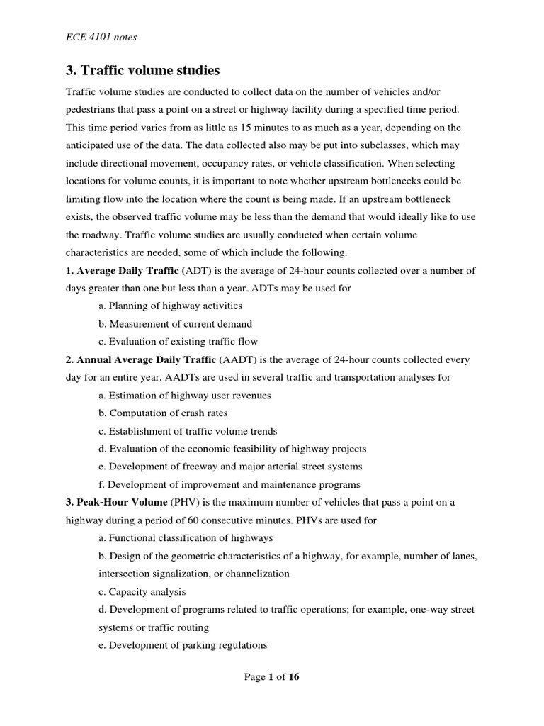 ECE 4101-Traffic Engineering 1 Notes Cpt3 | PDF | Traffic ...