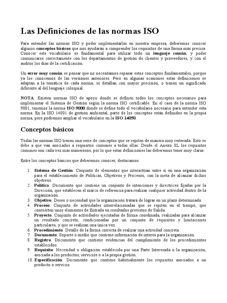 Definiciones de Las Normas ISO | PDF