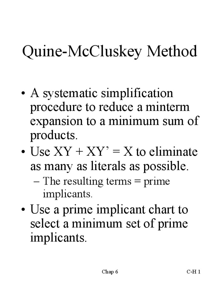 Quine Mc Cluskey Method Download Free Pdf Mathematics Computer Programming 