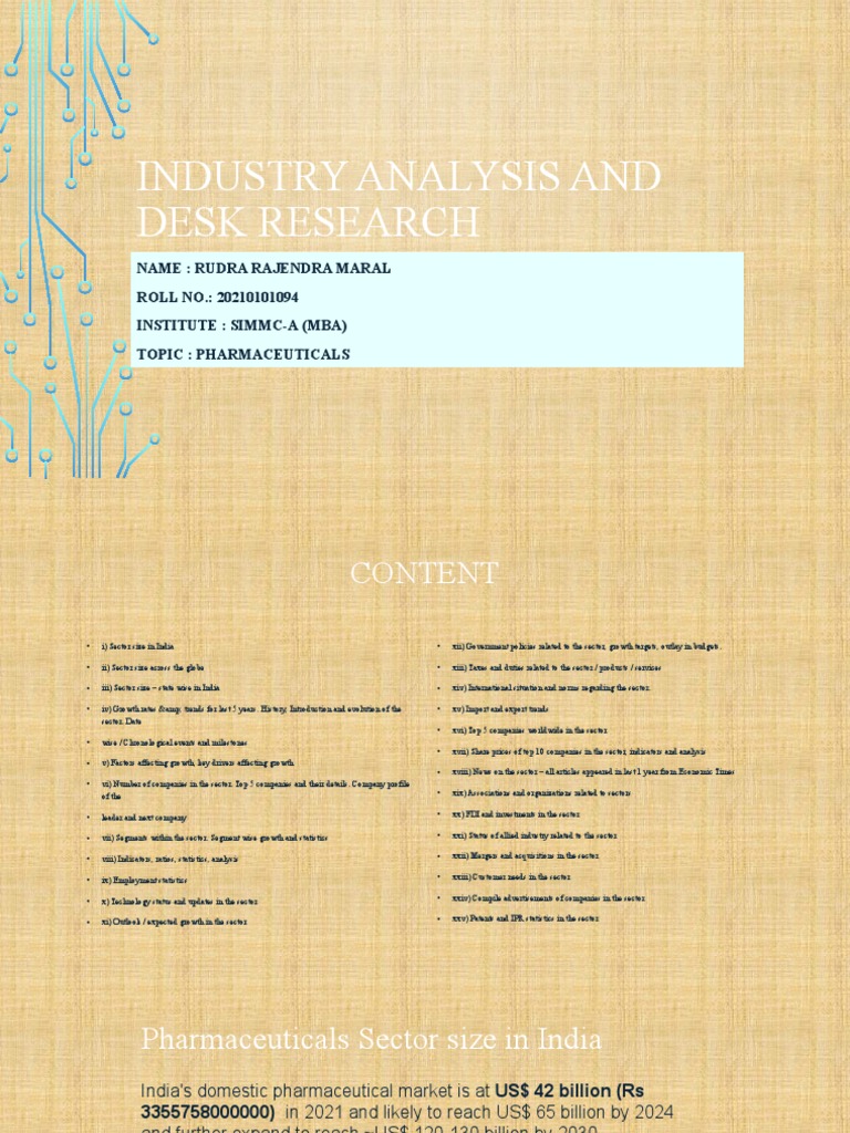 Industry Analysis and Desk Research RUDRA | PDF | Pharmaceutical ...