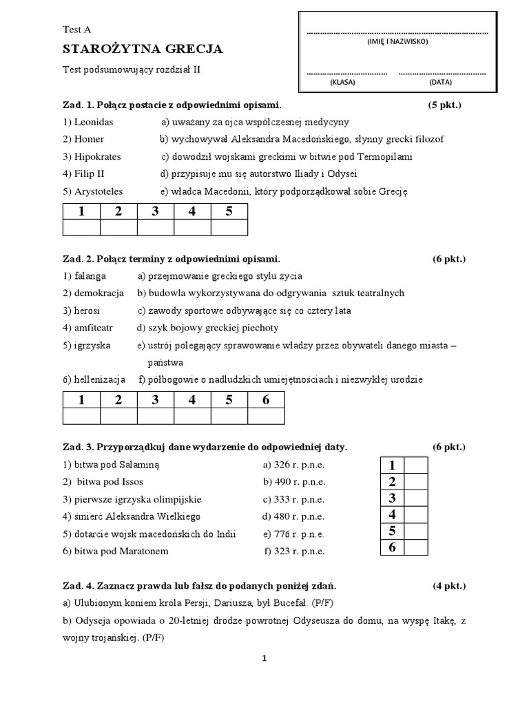 Spr.-2-Gr-A HISTORIA KL 5 STAROŻYTNA GRECJA | PDF