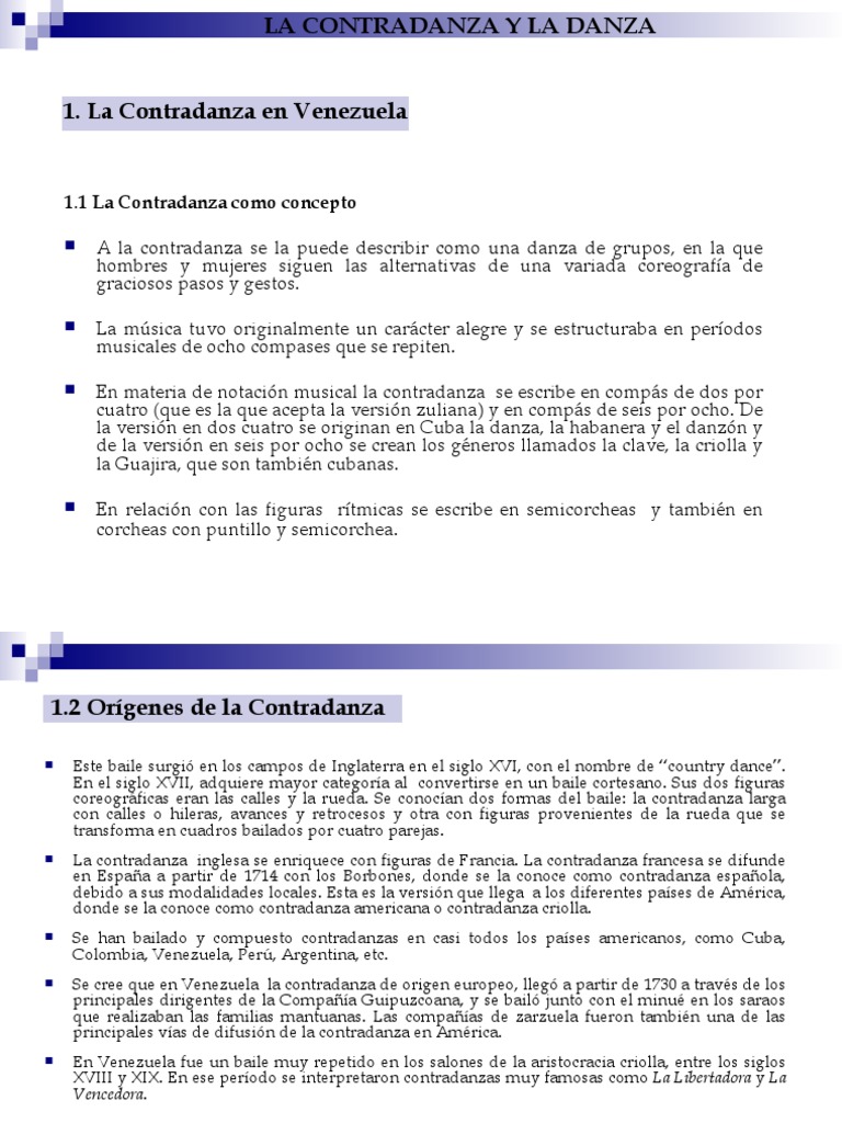 Presentacion Contradanza y Danza | PDF