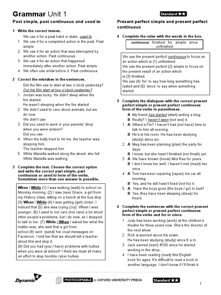 Dynamic GV Unit 1 Standard | PDF