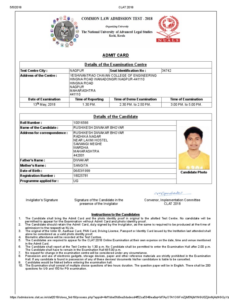 Clat 2018 | PDF | Identity Document | Access Control