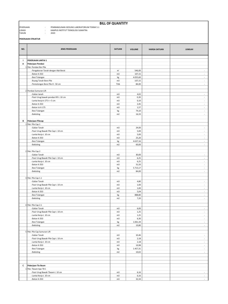 BoQ 02. PEK. STRUKTUR | PDF