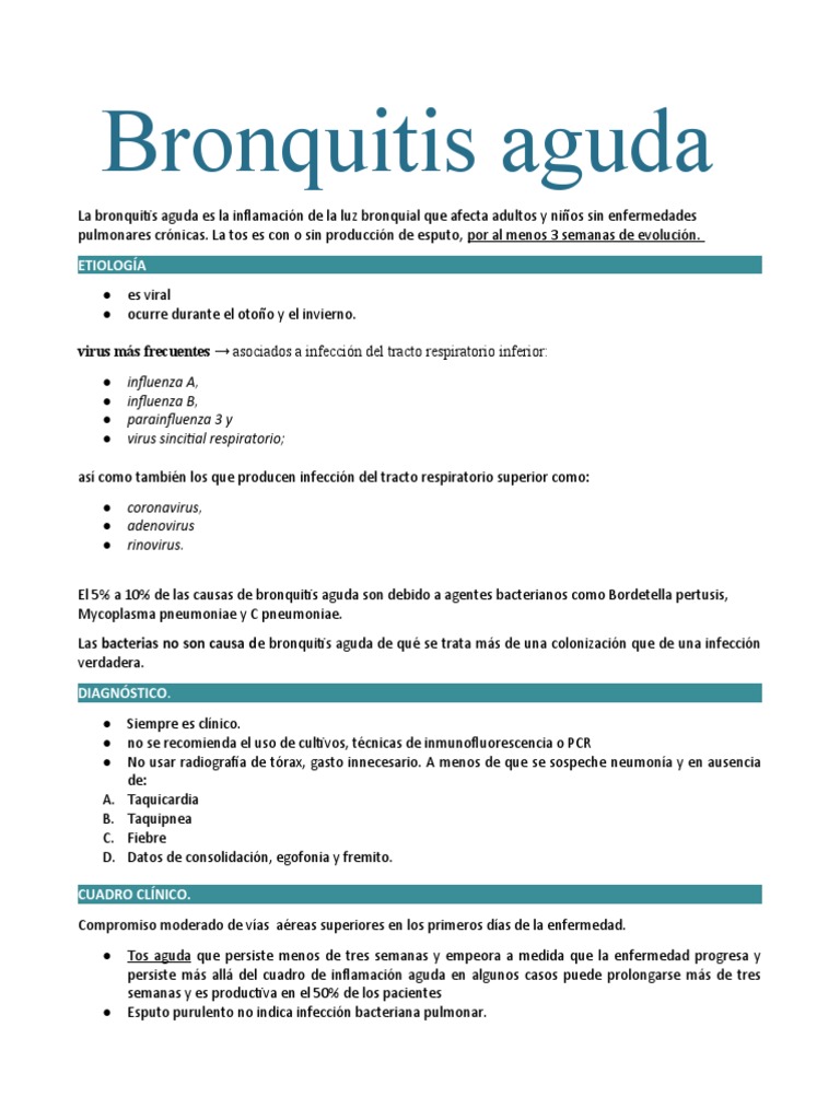Resumen GPC Bronquitis | PDF