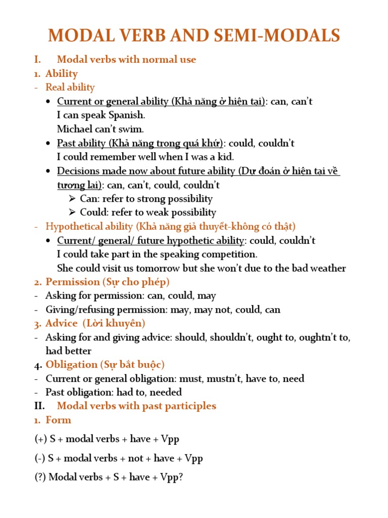 Modal Verb and Semi | PDF
