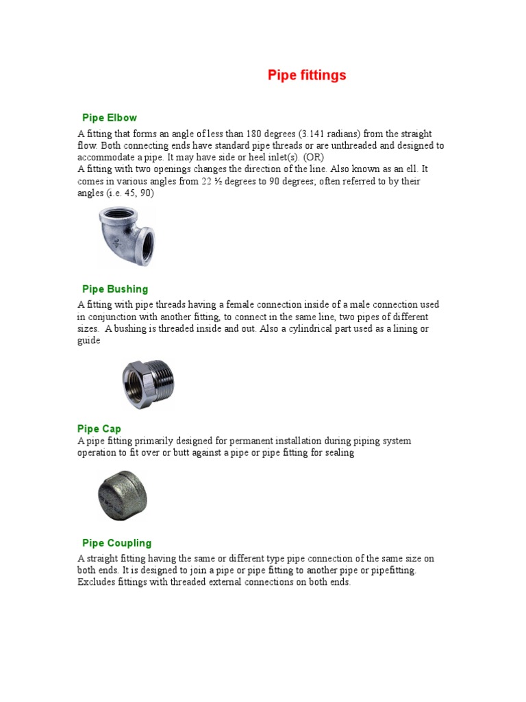 Types of Pipe Fittings Explained | PDF | Pipe (Fluid Conveyance) | Tools
