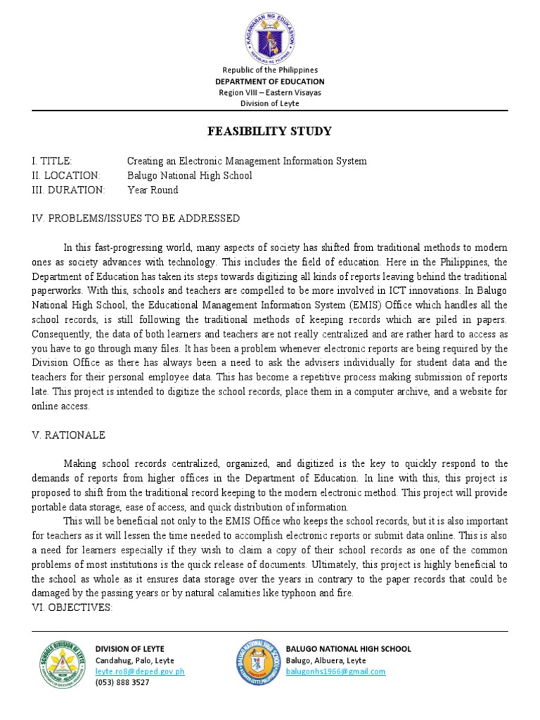 Feasibility Study School Centralized Information System | PDF