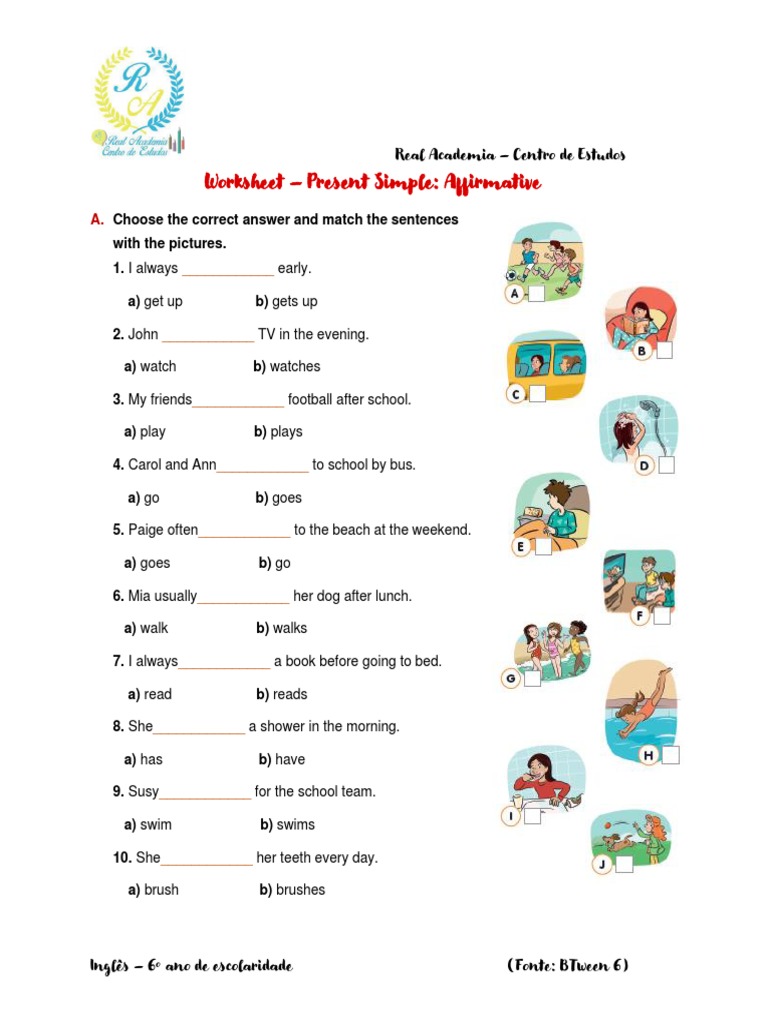 Worksheet - Present Simple Affirmative | PDF