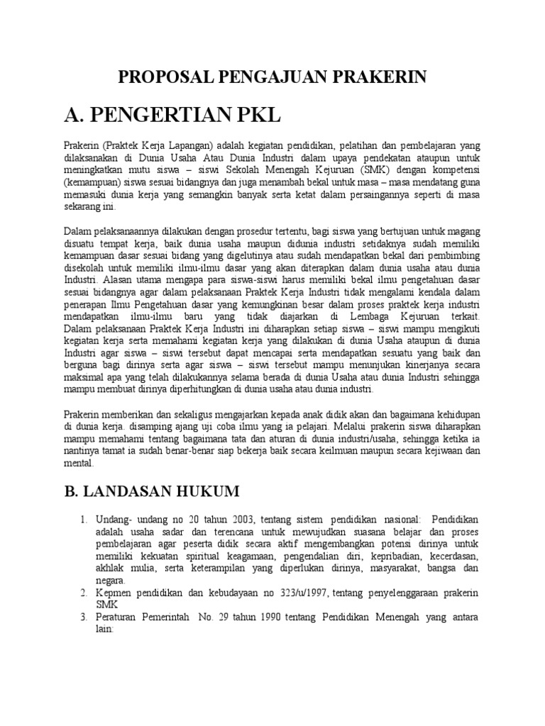 Proposal Pengajuan Prakerin | PDF | Karier & Perkembangan