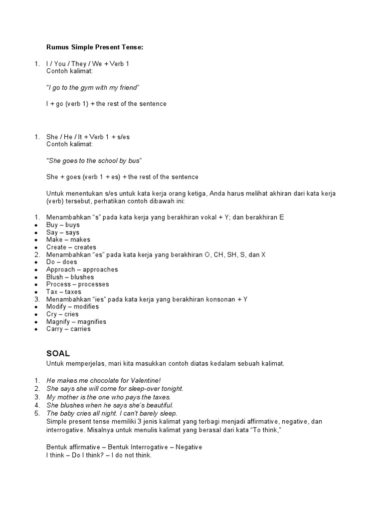 Simple Present Tense Rules and Examples | PDF | Adjective | Adverb