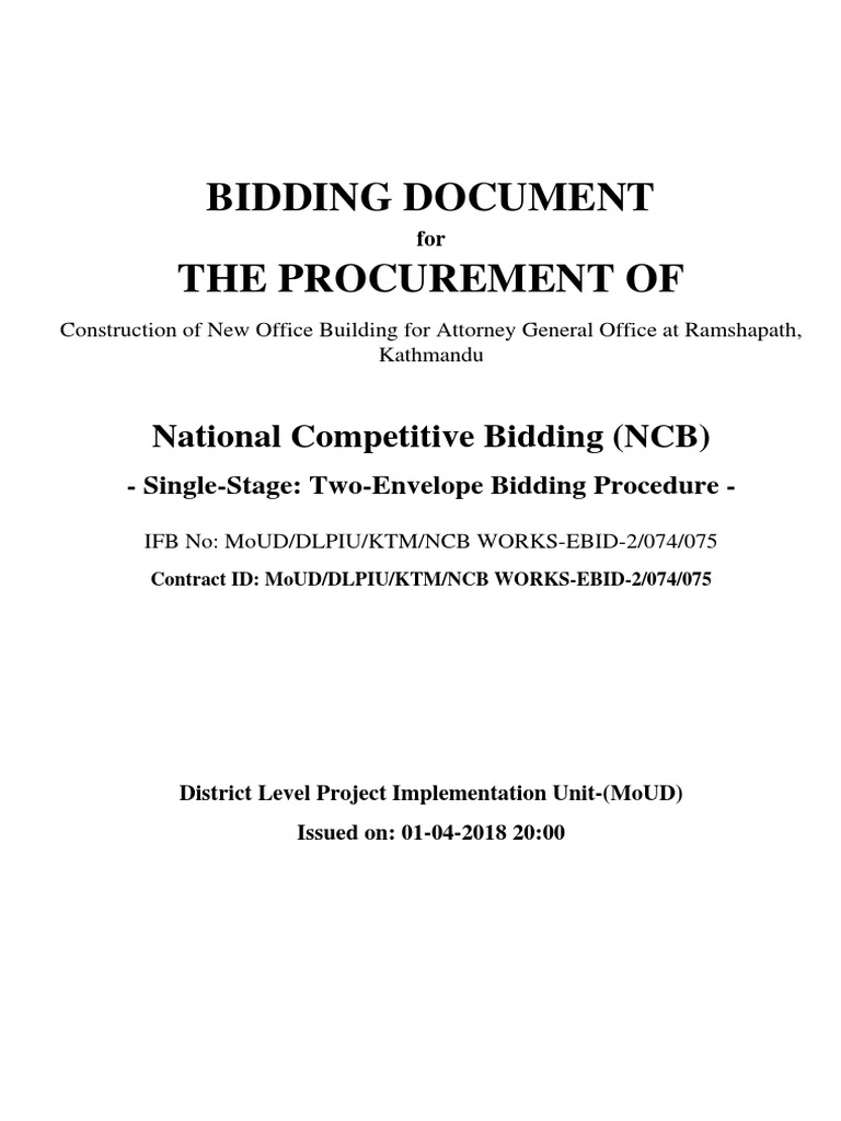 Bid Document | PDF | Prices | Procurement