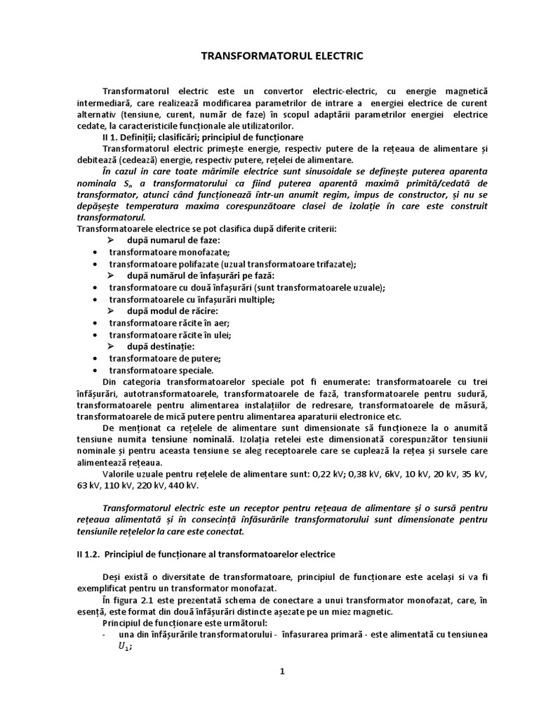 Transformatorul Electric | PDF