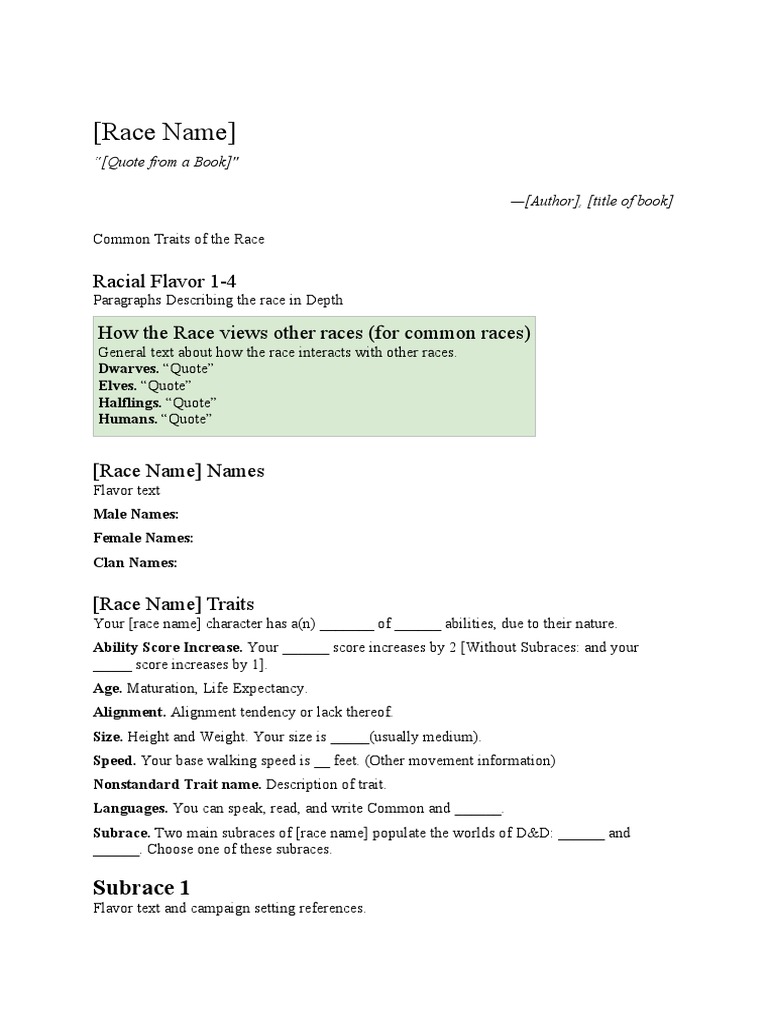 D&D Races | PDF | Dwarf (Dungeons & Dragons) | Elf (Dungeons & Dragons)