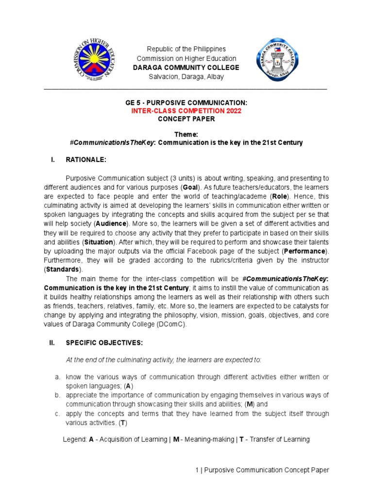 Concept Paper For Inter Class Competition Ge5 Purposive Communication ...