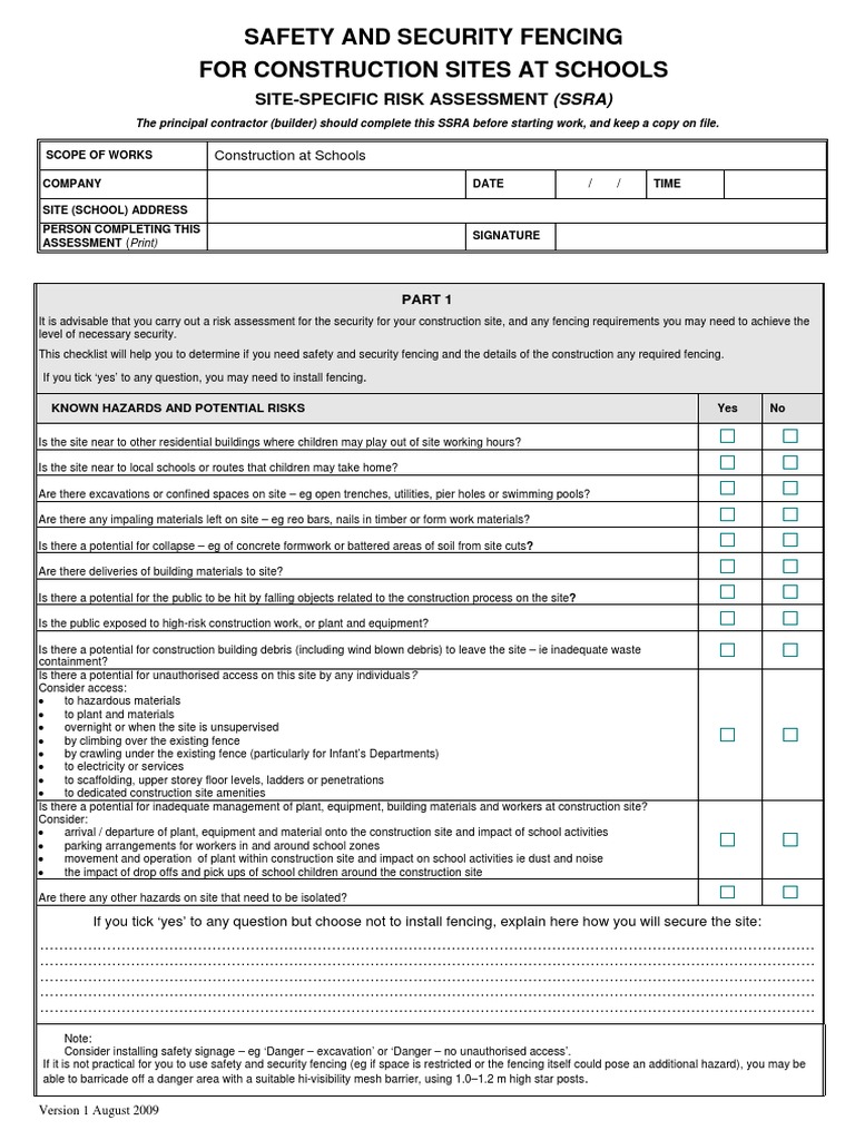 Checklist Site and Security Fencing Schools | PDF | Risk | Safety