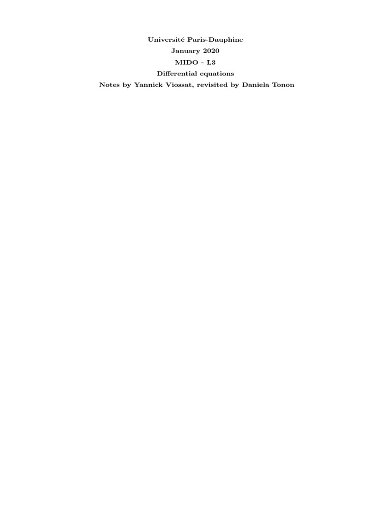 EquaDiff CoursL3 2019-2020 | PDF