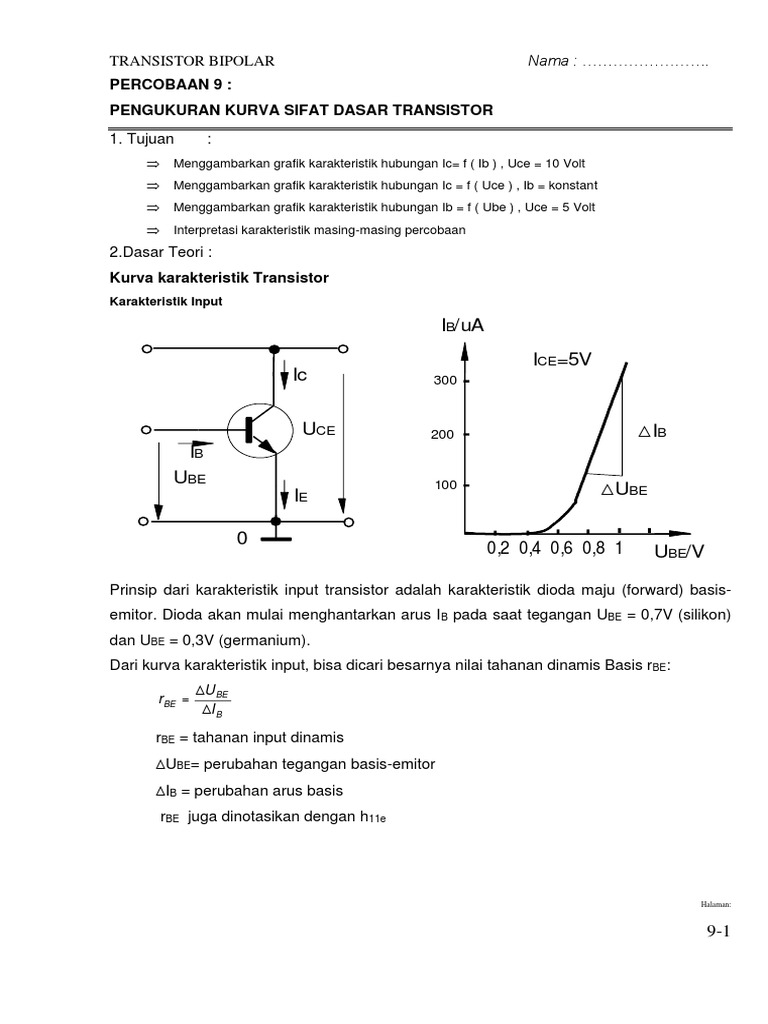 9.pengukuran Sifat Kurva Dasar Transistor | PDF