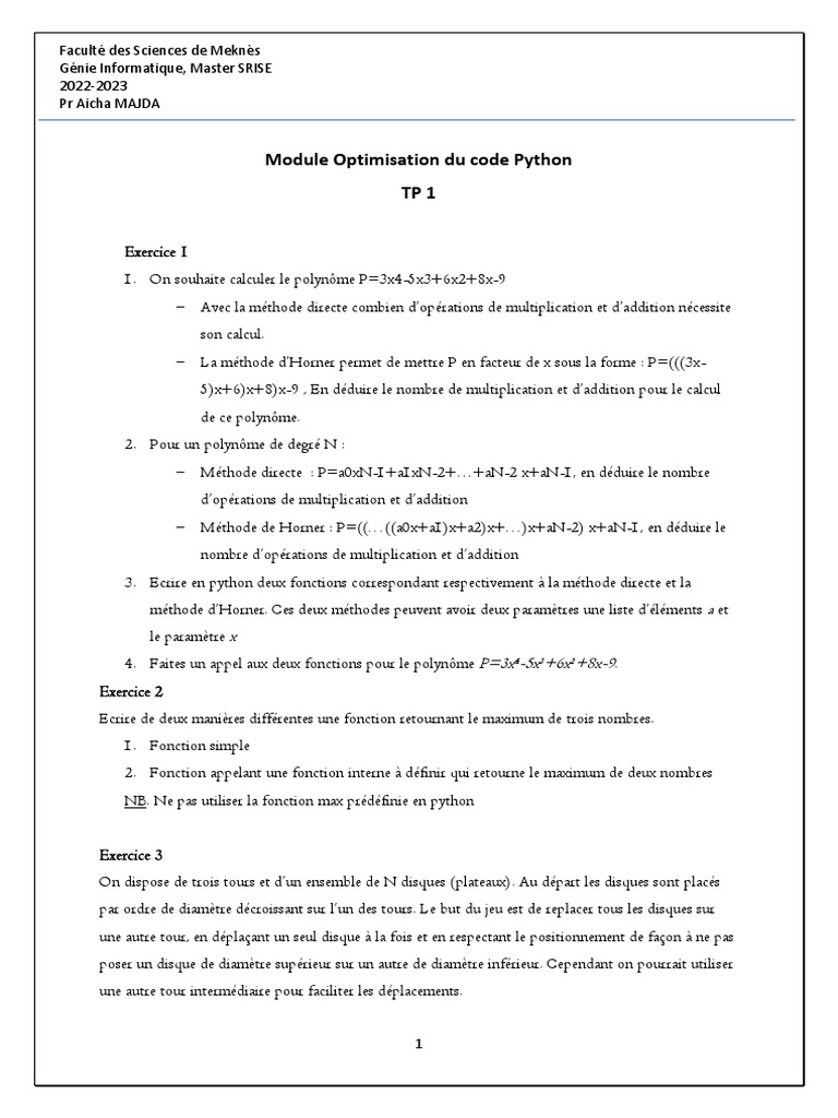 Module Optimisation Du Code Python TP1 | PDF