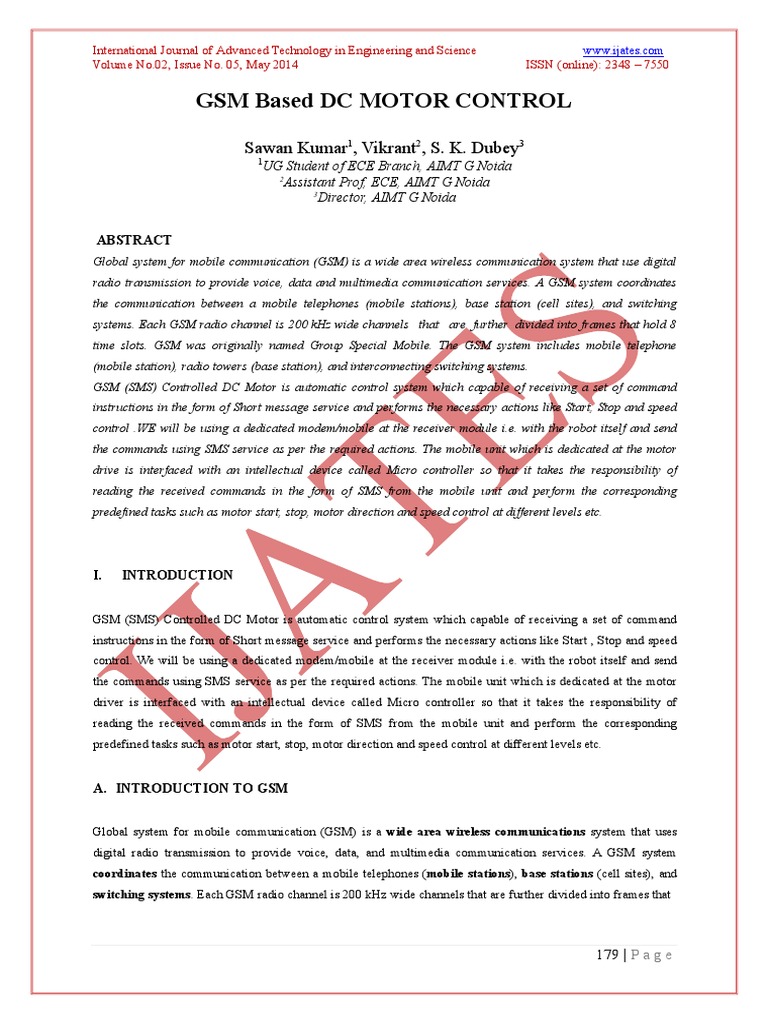 GSM Based DC Motor Control | PDF | Telecommunications | Modem