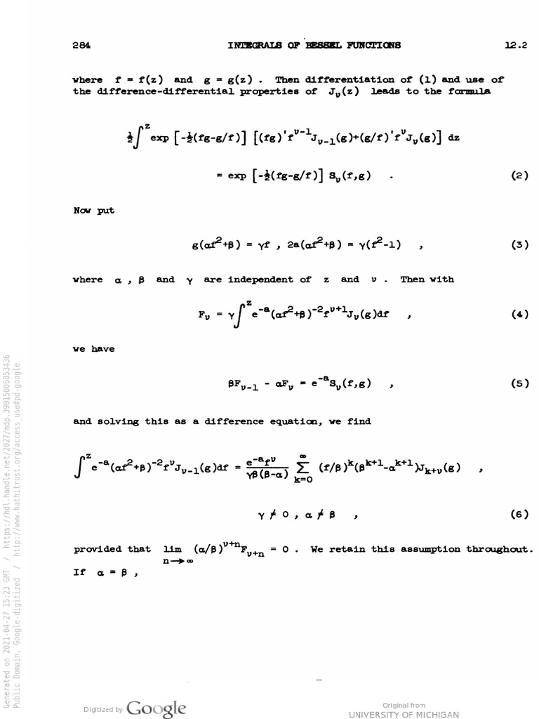 Integrals Of Bessel Functions Pdf Equations Rates