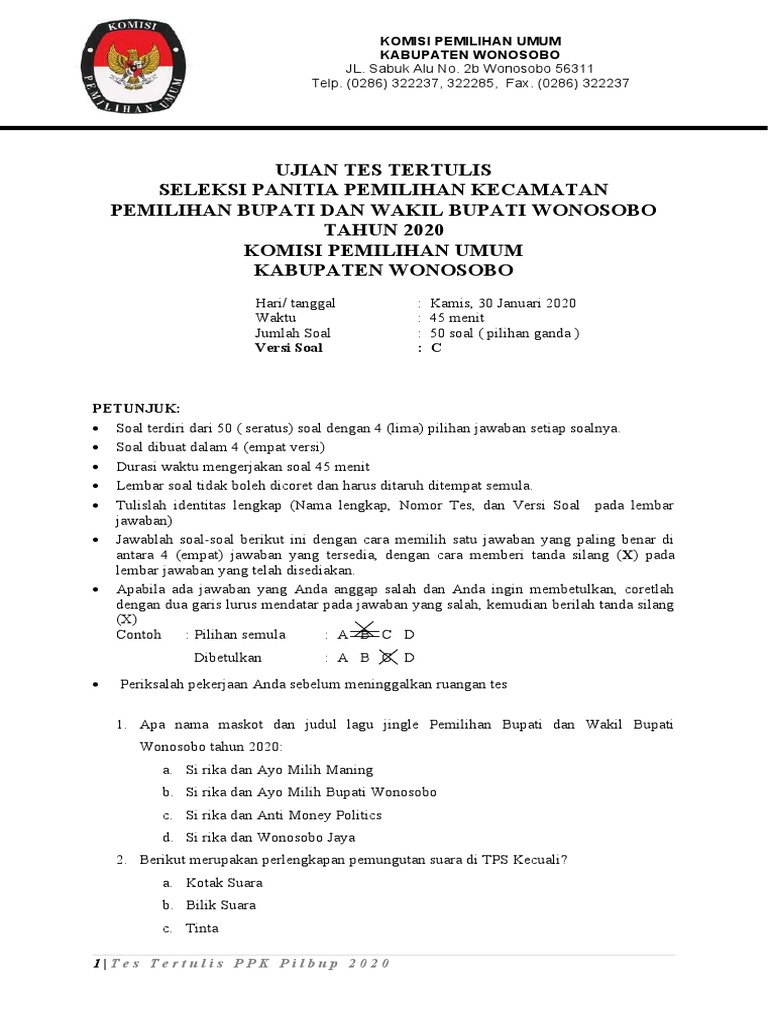 Soal PPK Versi C | PDF