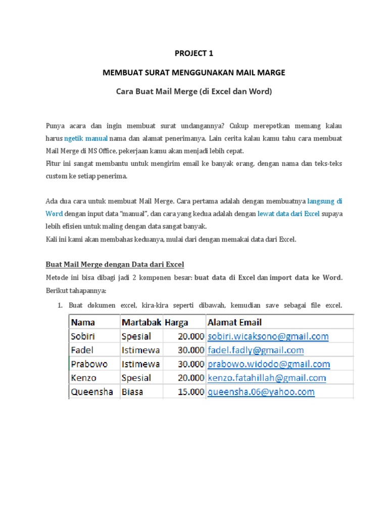 Project 1 - Mail Marge | PDF Project 1 - Mail Marge | PDF