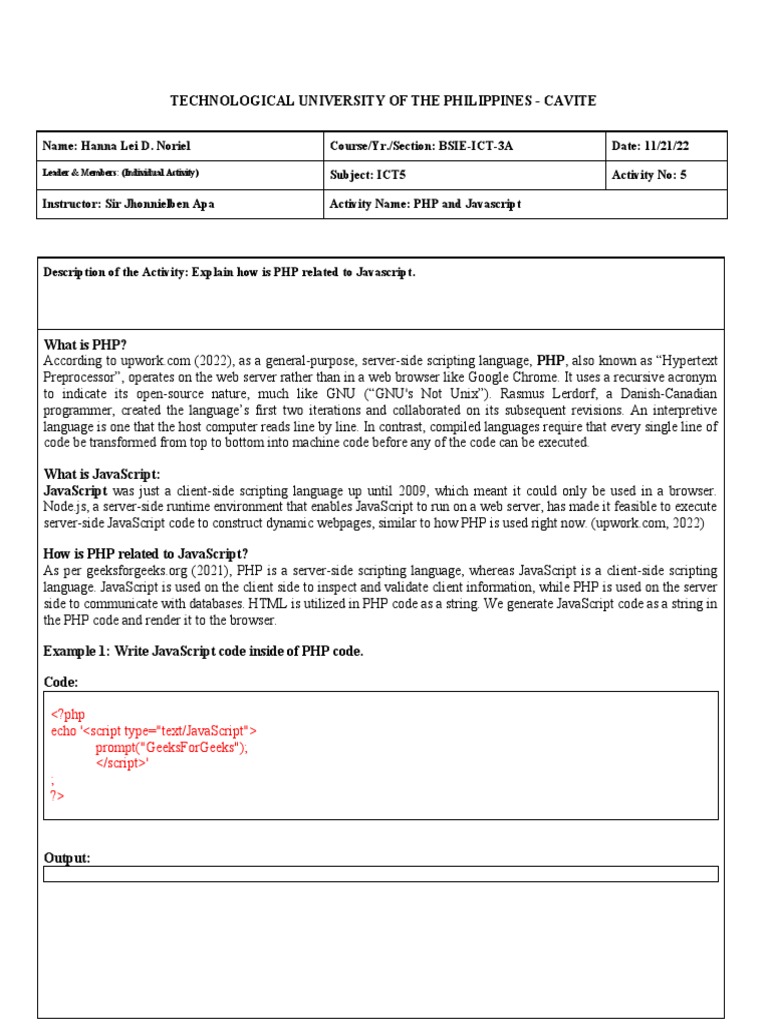 Php And Javascript Relation Pdf Php Java Script 3011