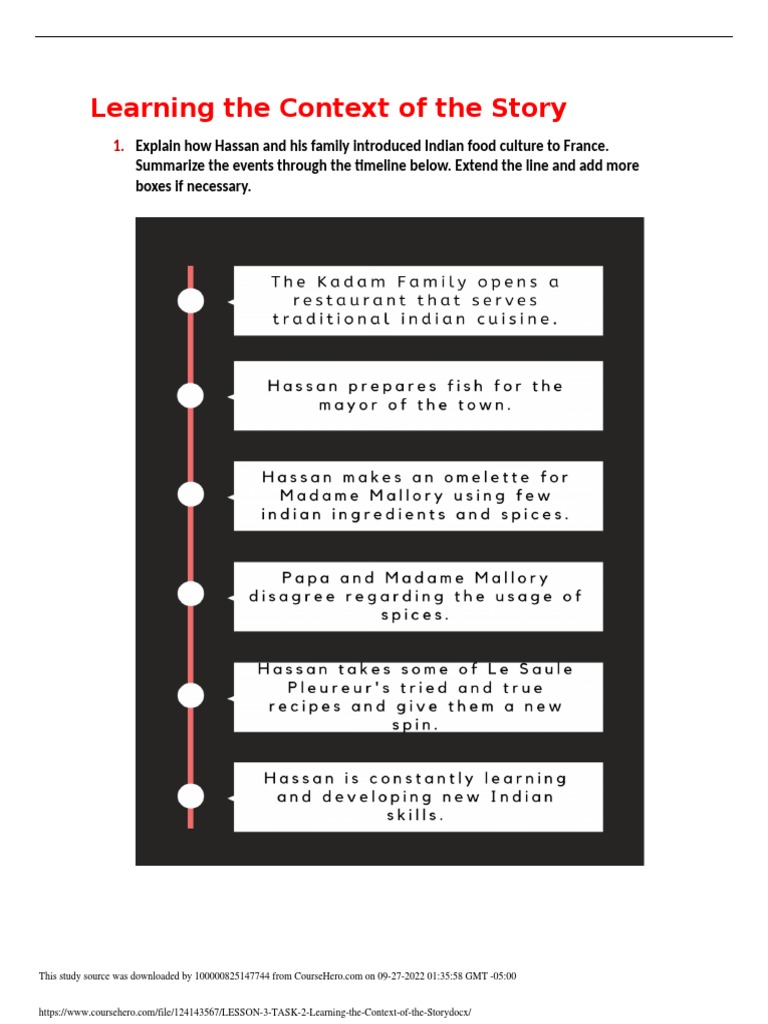 LESSON 3 TASK 2 Learning The Context of The Story | PDF | Social ...