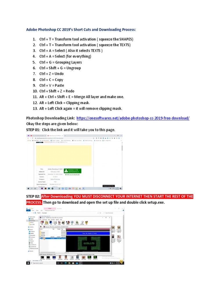 Ps CC 2019-Shortcuts - Downloading Process | PDF