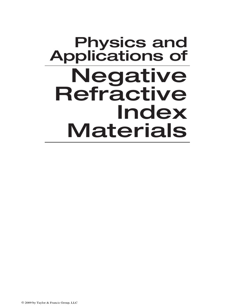 Physics And Applications Of Negative Refractive Index Materials Pdf