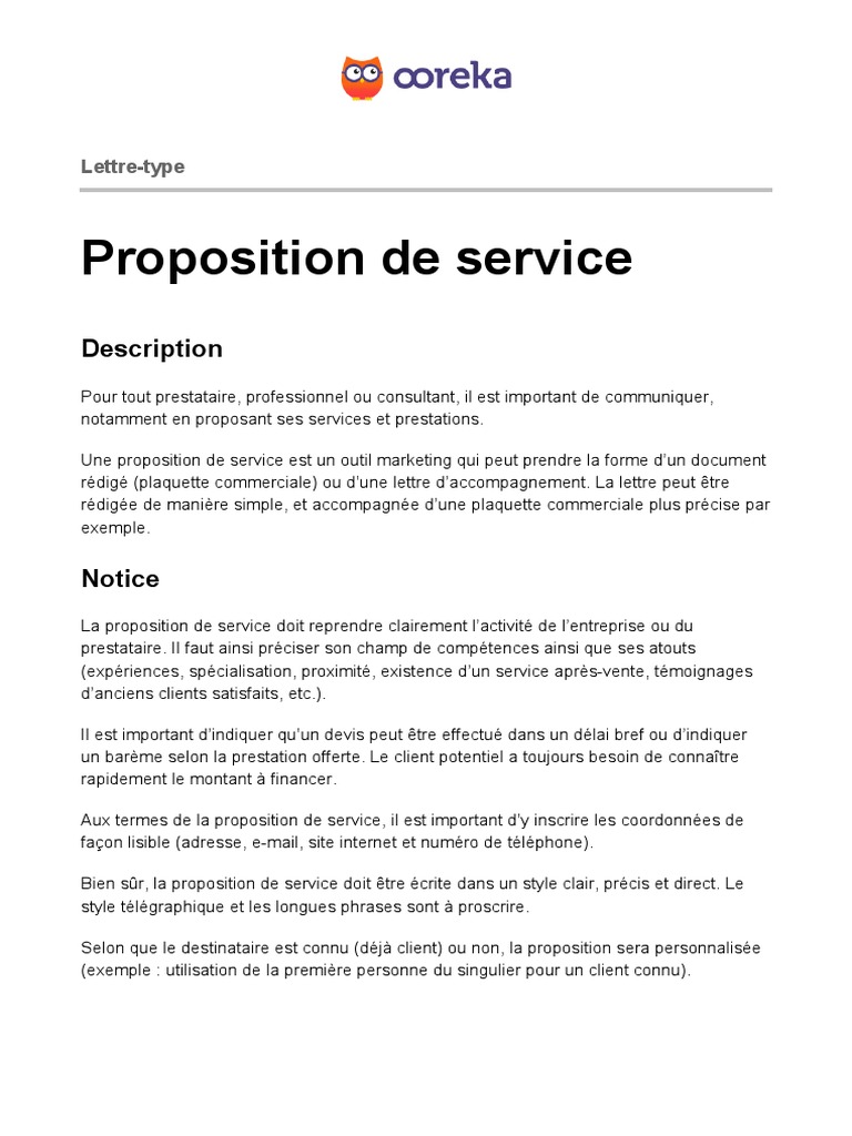 Proposition de Service | PDF | Évolution de carrière