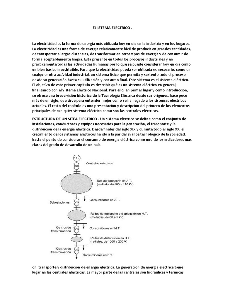El Istema Eléctrico | PDF | Ingenieria Eléctrica | Subestacion electrica