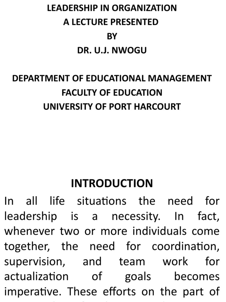 Leadership in Organization Power Point Presentation | PDF | Leadership ...