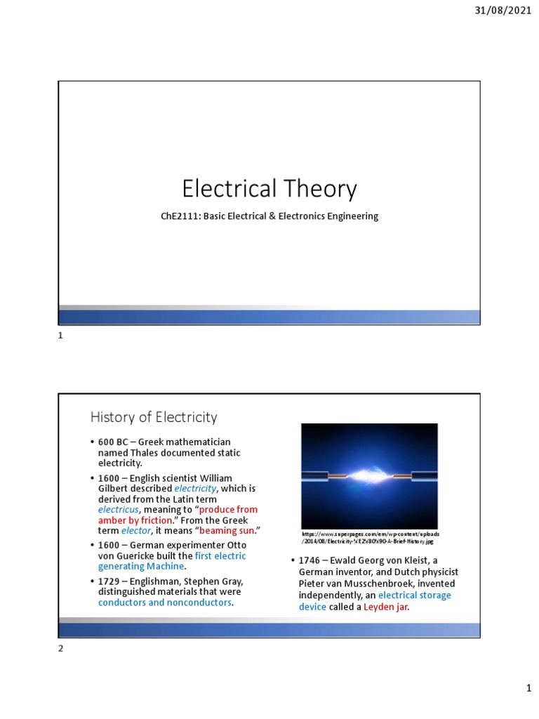 A Comprehensive History and Exploration of Electrical Theory | PDF ...
