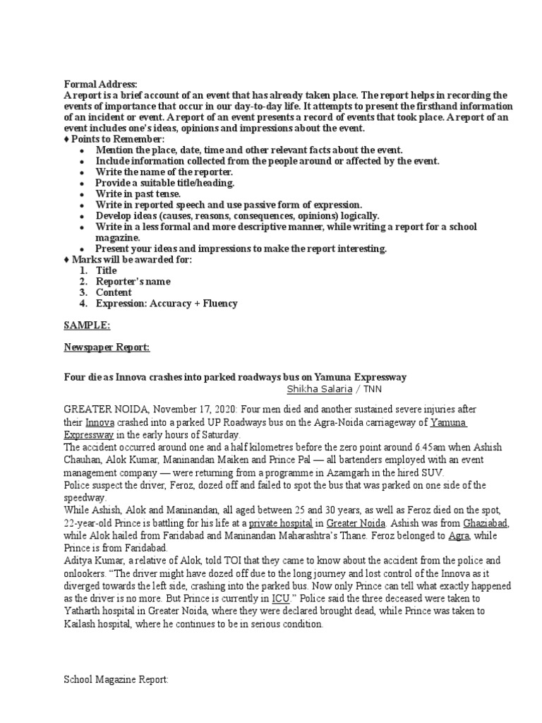 GZB - Xi - Handout - English - Report Writing Samples | PDF