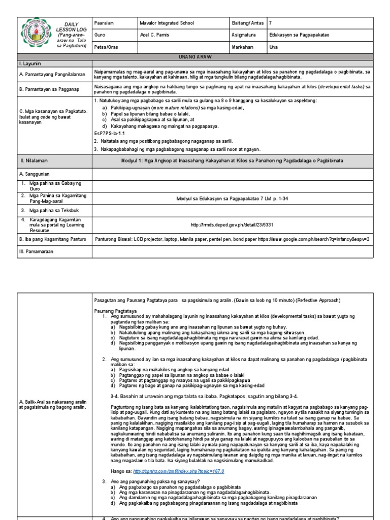 DAILY LESSON LOG-esp | PDF