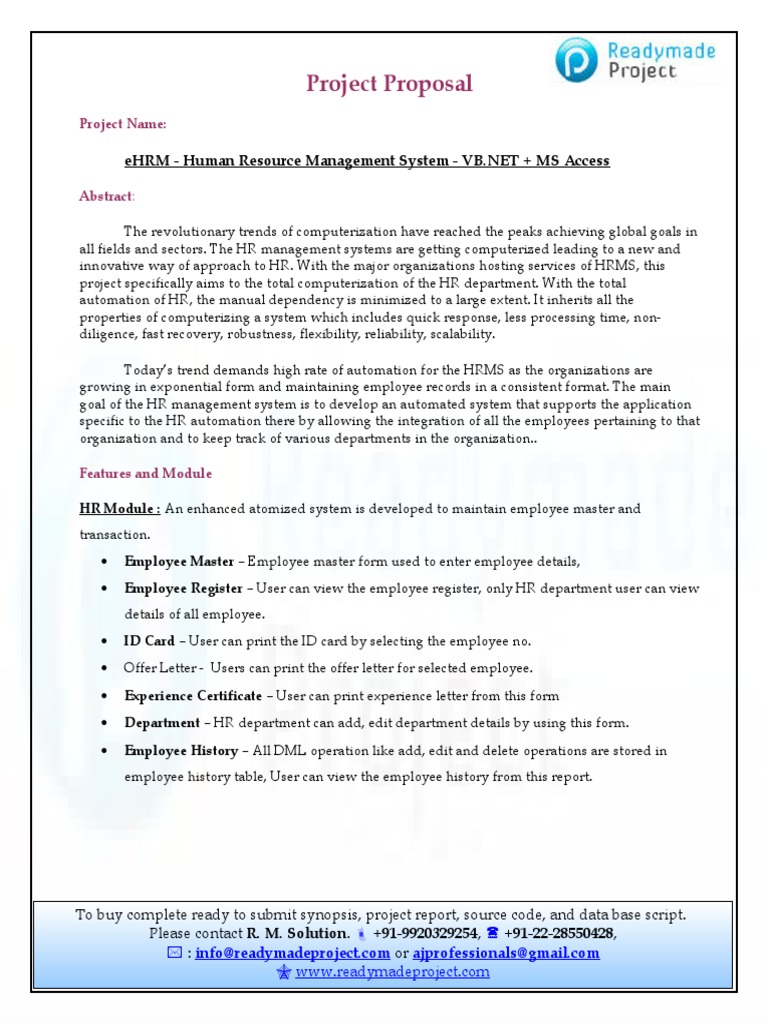 hrm_net_access_project_proposal | PDF | Databases | Software Engineering