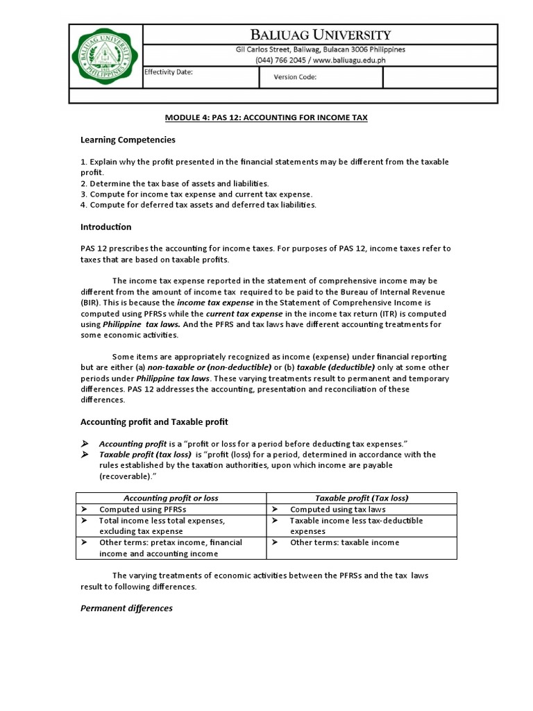 Module 4 Accounting For Income Tax | PDF