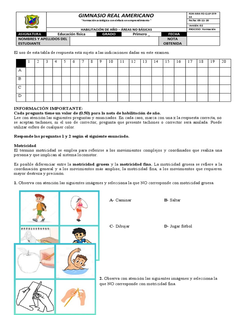 Evaluación Primero de Primaria | PDF