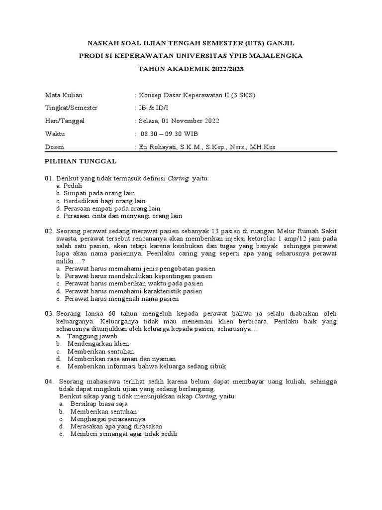 Bank Soal KDK Ib&Id (Uts 2022-2023) | PDF