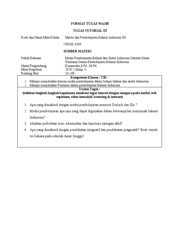 Sri Palupi TT 3 MPBI Kom | PDF