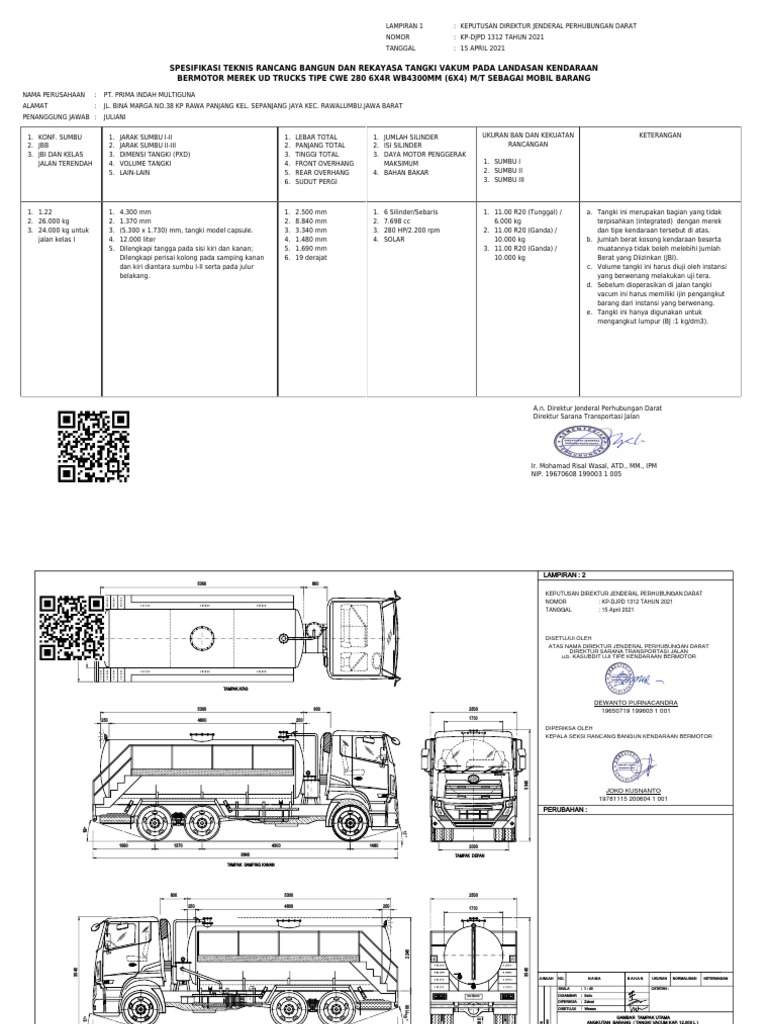 Rancang Bangun Cwe 280 6x4r Wb4300mm (6x4) MT | PDF