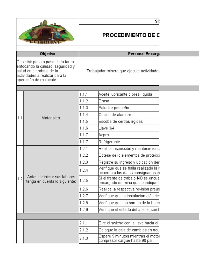 Procedimiento Malacate para Minería | PDF